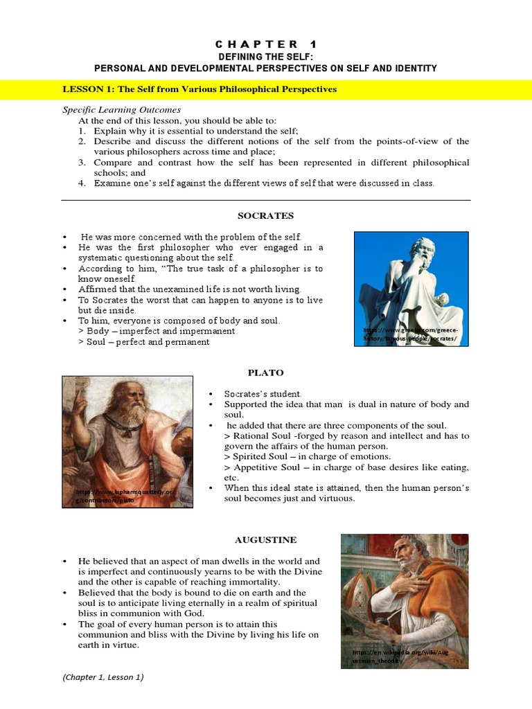 UTS - Chapter 1, Lesson 1 | PDF | Philosophy Of Self | Soul