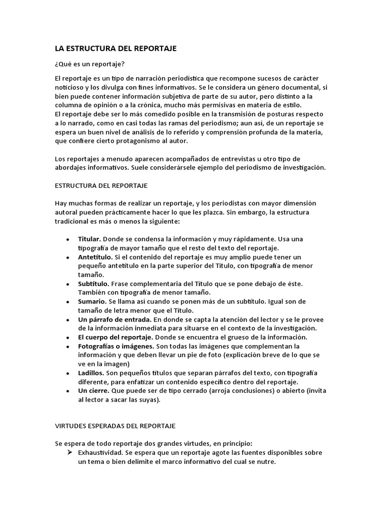 La Estructura Del Reportaje | PDF | Periodismo | Internet