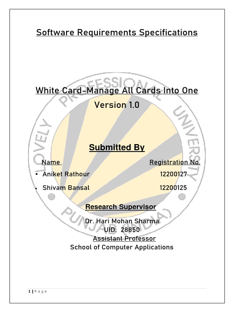 Software Requirements Specifications: Submitted by | Download Free PDF | Identity Document | Use ...