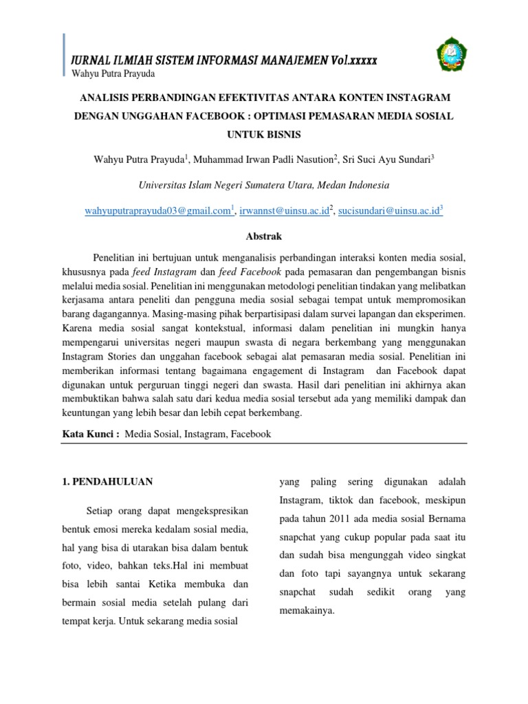 Analisis Perbandingan Efektivitas Antara Konten Instagram Dengan Unggahan Facebook: Optimasi ...