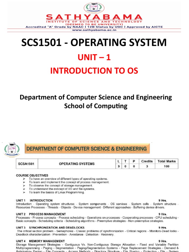 Unit 1 - Os - PPT | PDF | Thread (Computing) | Process (Computing)