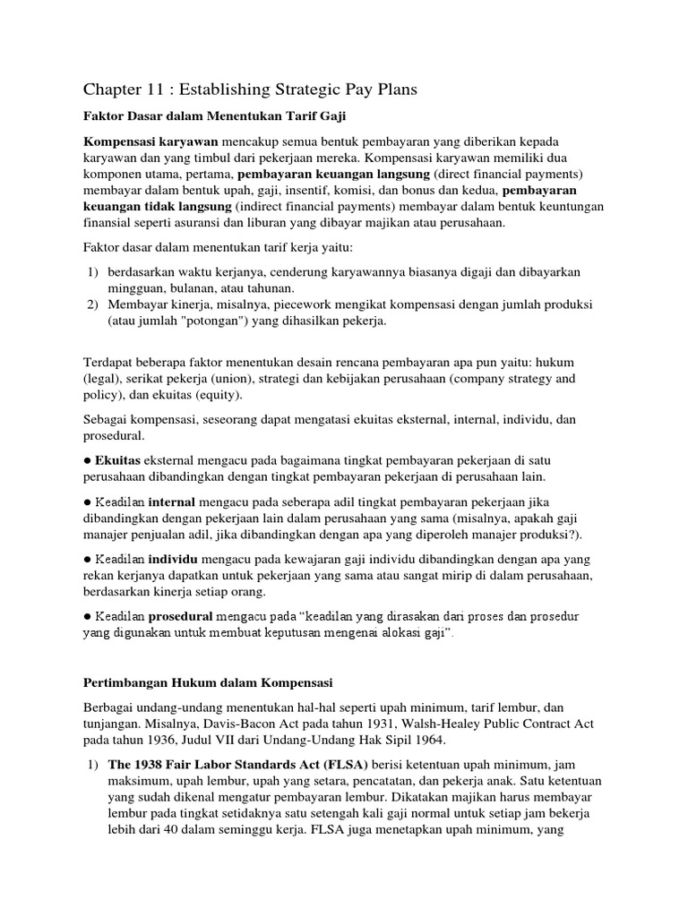 Chapter 11 - Establishing Strategic Pay Plans | PDF