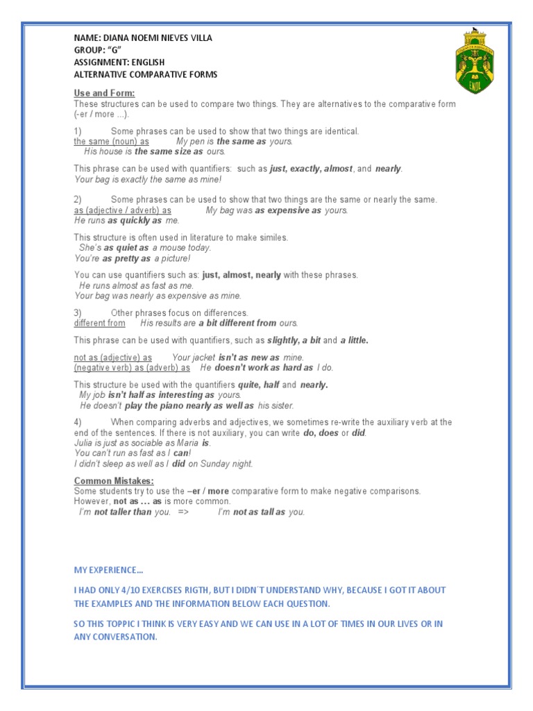 Alternative Comparative Forms | PDF | Adjective | Verb