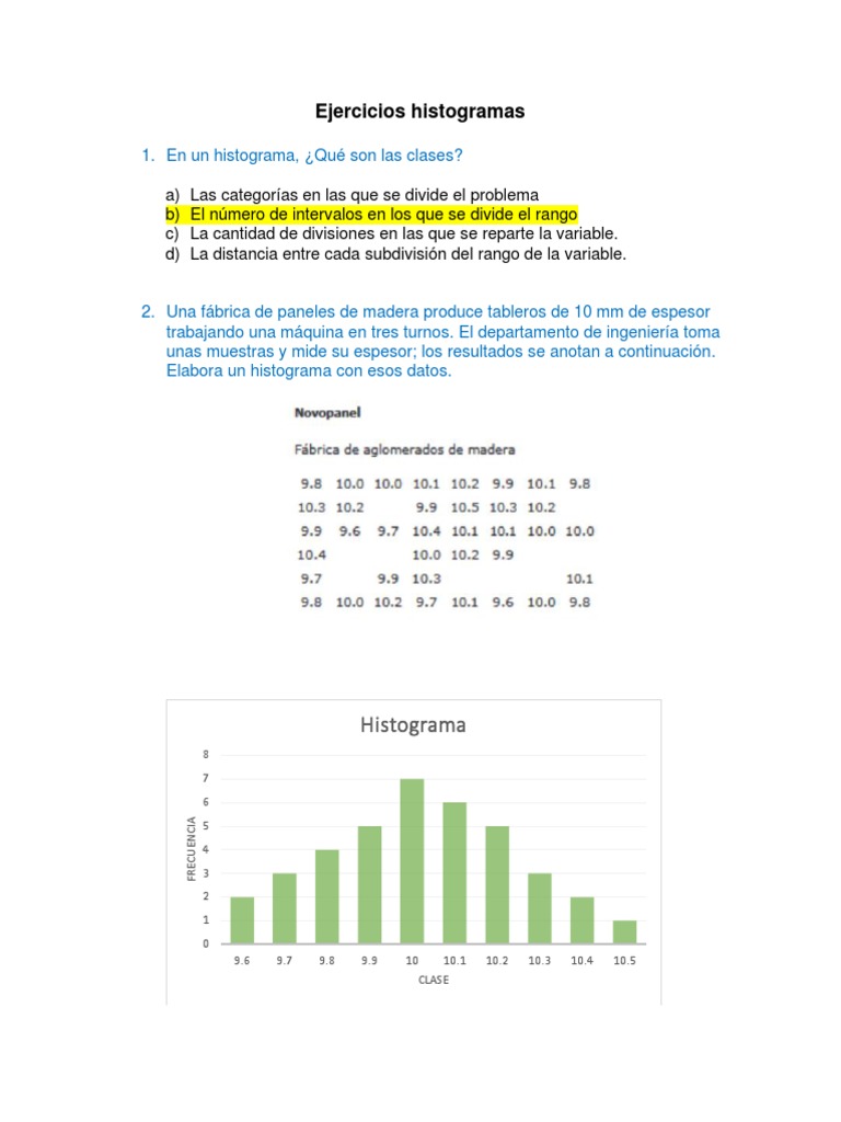 Ejercicios de Histograma | PDF