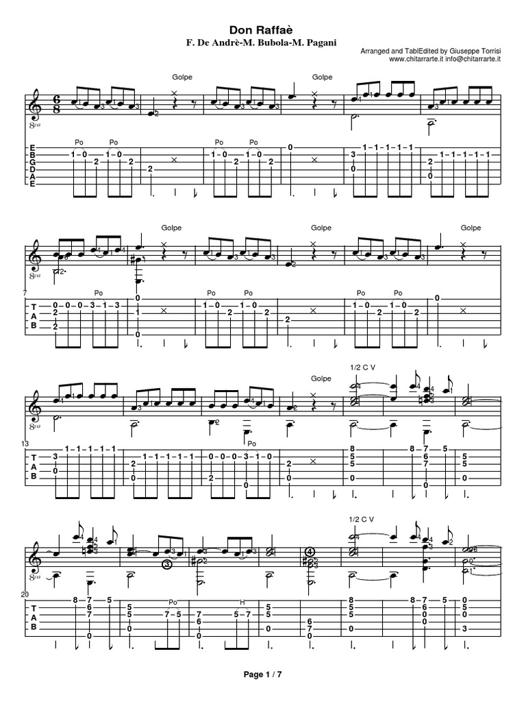 Tablature Guitare Don Raffaè | PDF