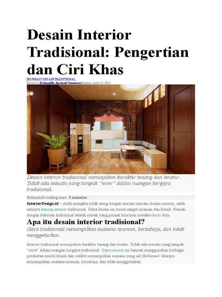 Desain Interior Tradisional | PDF