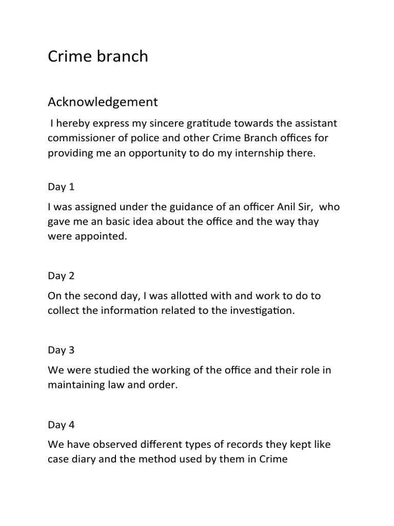 Internship Insights at Crime Branch | PDF | Social Science