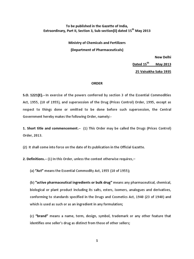 Drug Price Control Order 2013 | PDF | Generic Drug | Pharmaceutical ...