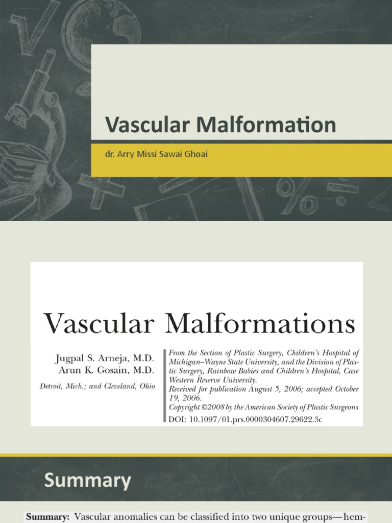 Classification, Diagnosis, and Treatment of Vascular Malformations in ...