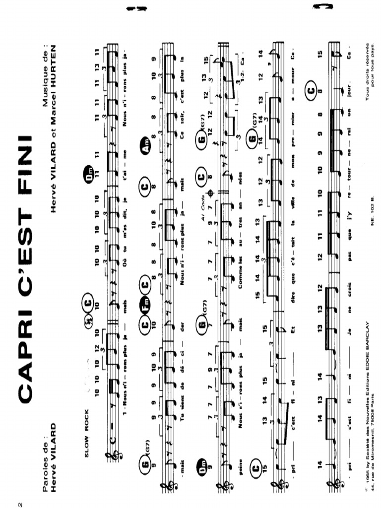 Capri C'Est Fini - Hervé Vilard | PDF