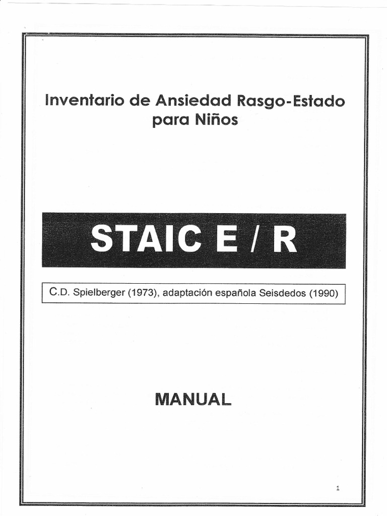 Manual STAIC para Evaluación de Ansiedad Infantil | PDF | Ansiedad ...