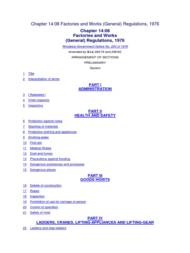 Factories Works Act - General Regulations | PDF | Crane (Machine ...