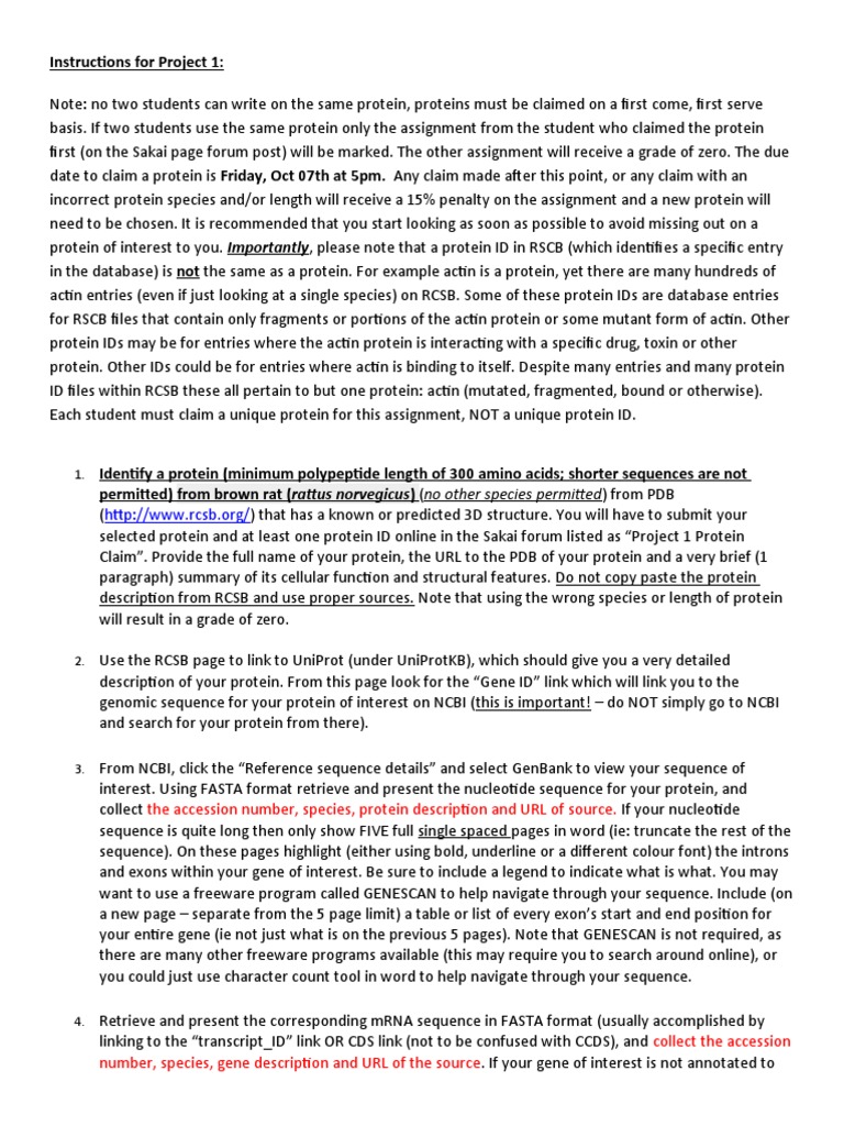 2022 Fall BCHM 3P02 Project+1+Outline | Download Free PDF | Proteins | National Center For ...