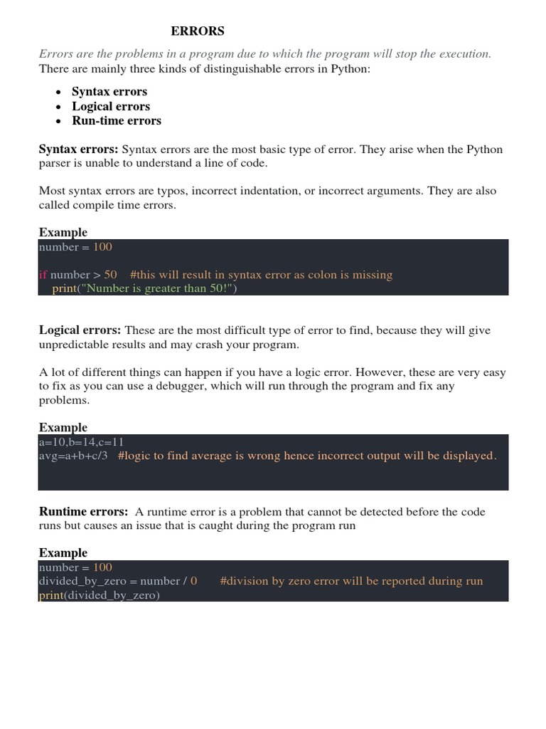 ERRORS and Flow of Control | PDF | Control Flow | Computer Engineering