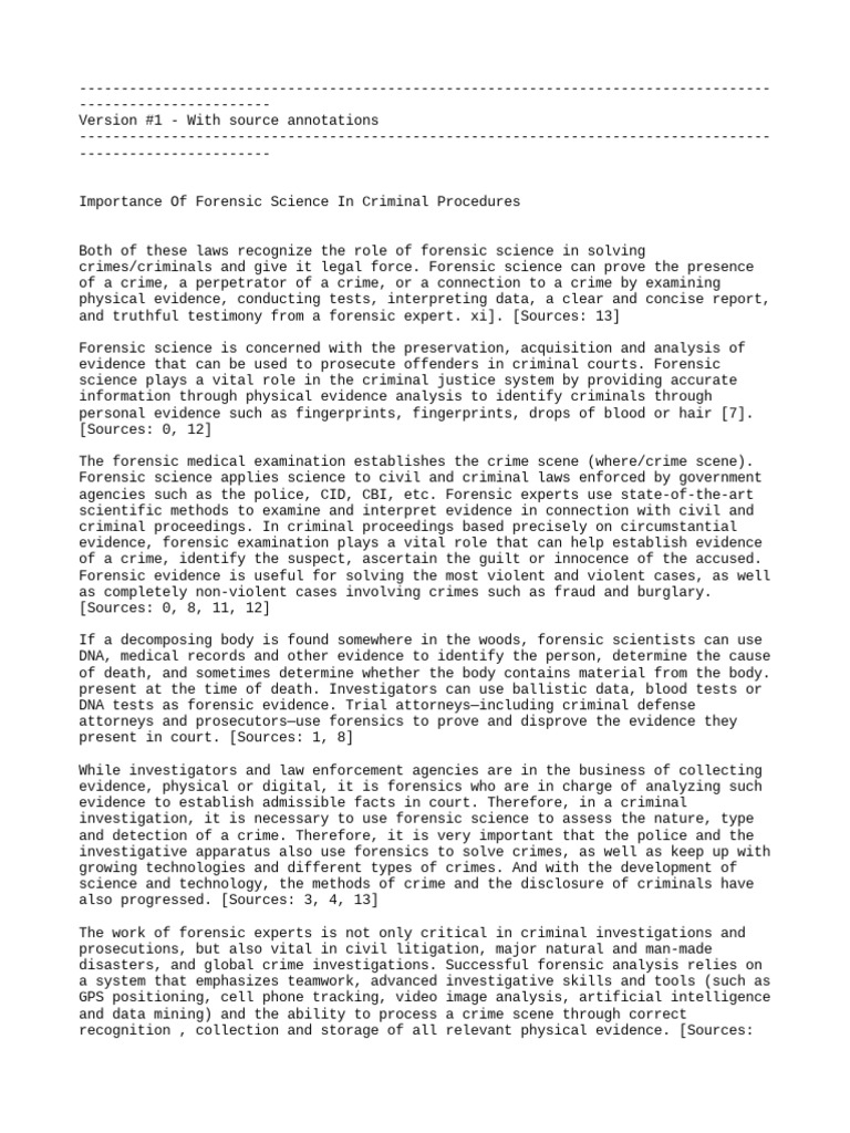 Importance of Forensic Science in Criminal Procedures | PDF | Forensic ...