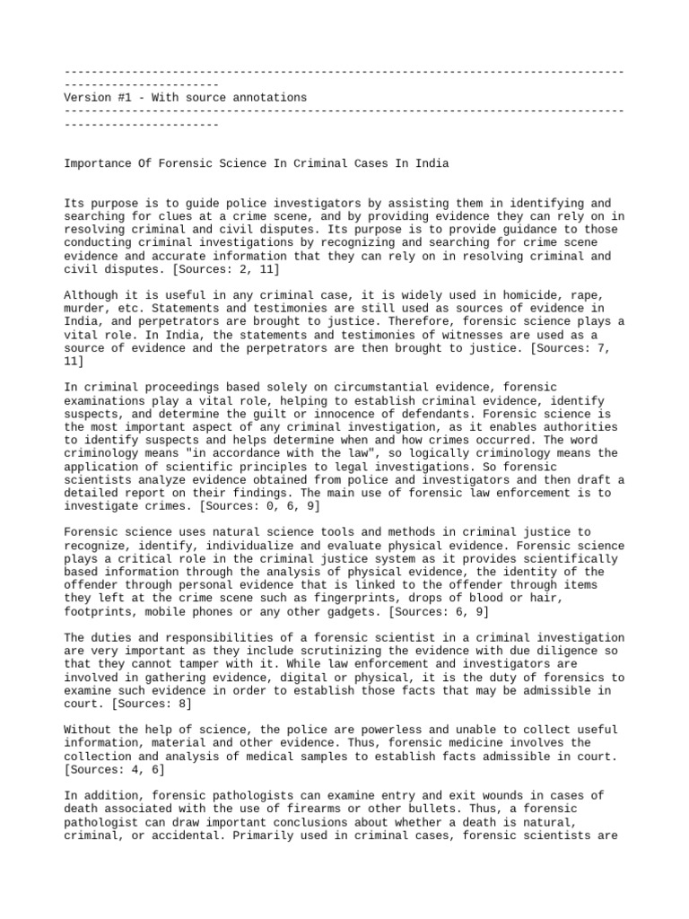 Importance of Forensic Science in Criminal Cases in India | PDF ...