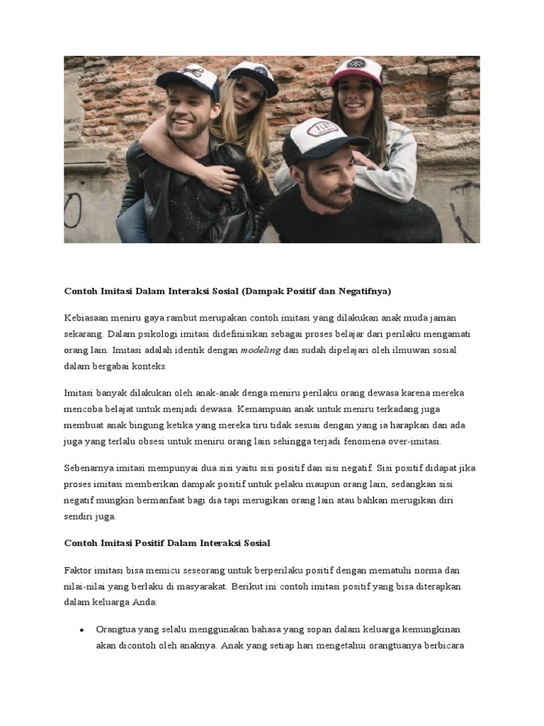 Contoh Imitasi Dalam Interaksi Sosial | PDF