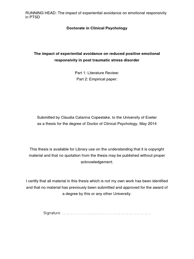 Copestake C | PDF | Psychological Trauma | Affect (Psychology)