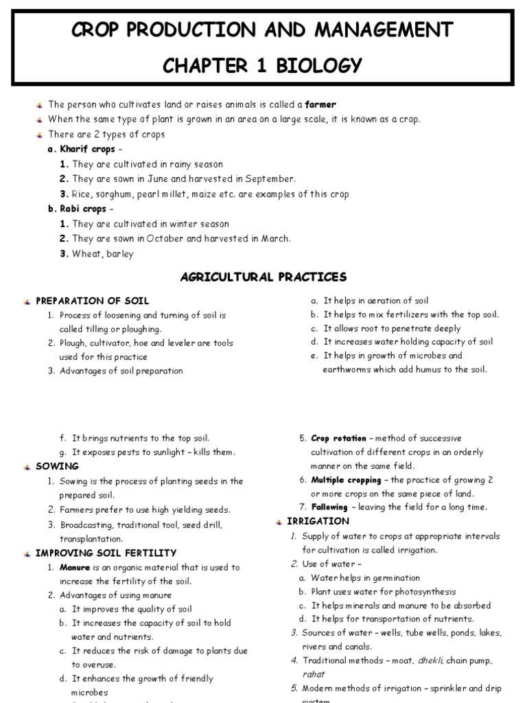 Crop Production | PDF | Agriculture | Soil