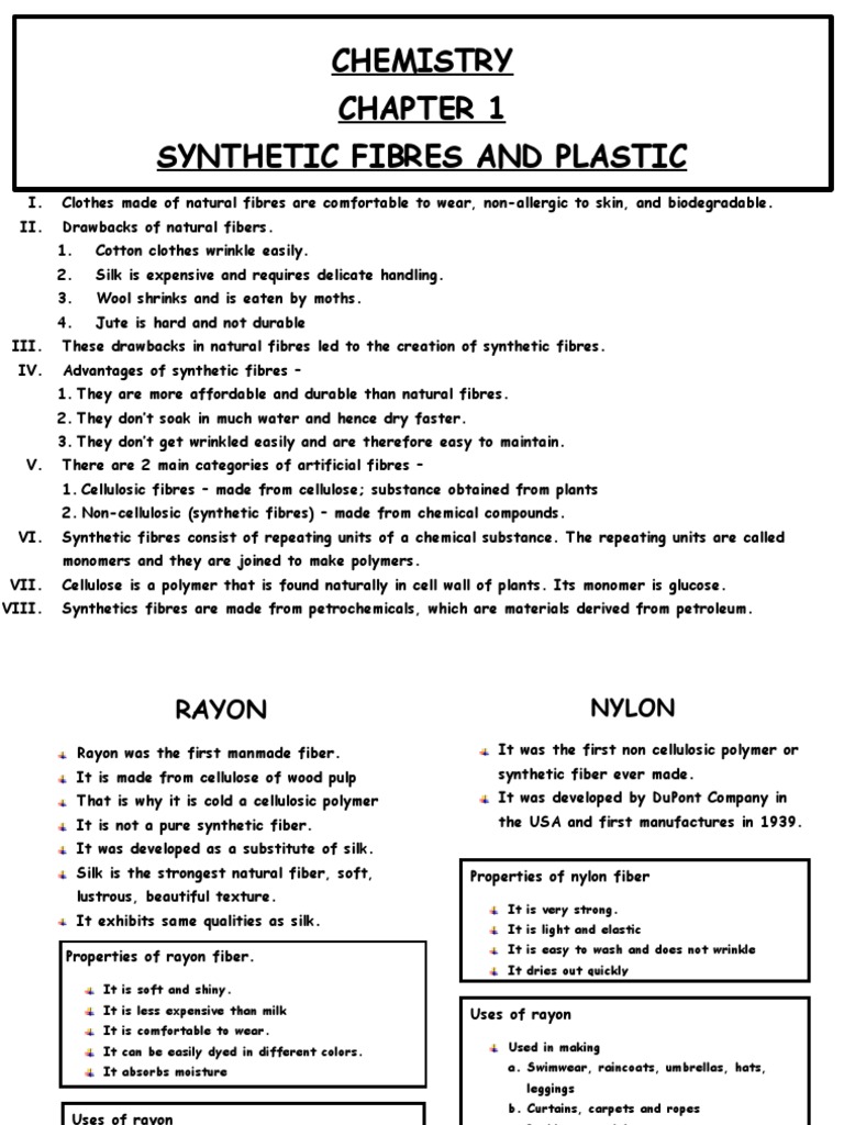 CH 1 Fibres and Plastics | PDF | Plastic | Fibers