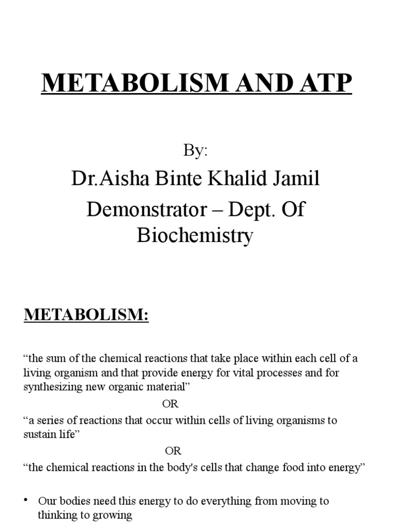 Metabolism and Atp | PDF | Adenosine Triphosphate | Adenosine Diphosphate