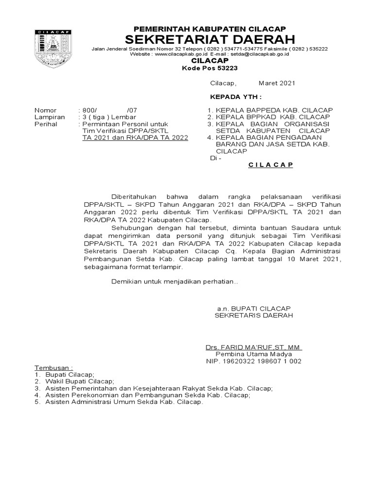 Surat Ke BAPPEDA, BPPKAD Surat Perintah | PDF