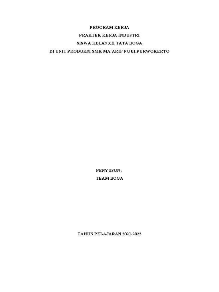 Program Kerja Prakerin 2021 SMK | PDF