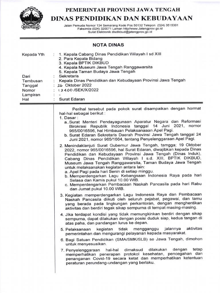 Surat Edaran Apel | PDF