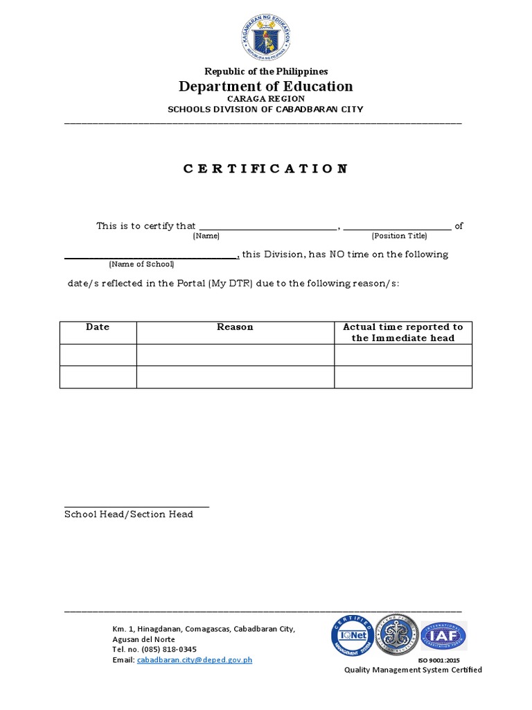 Cert DTR No Time Onsite | PDF | Business | Evaluation Methods