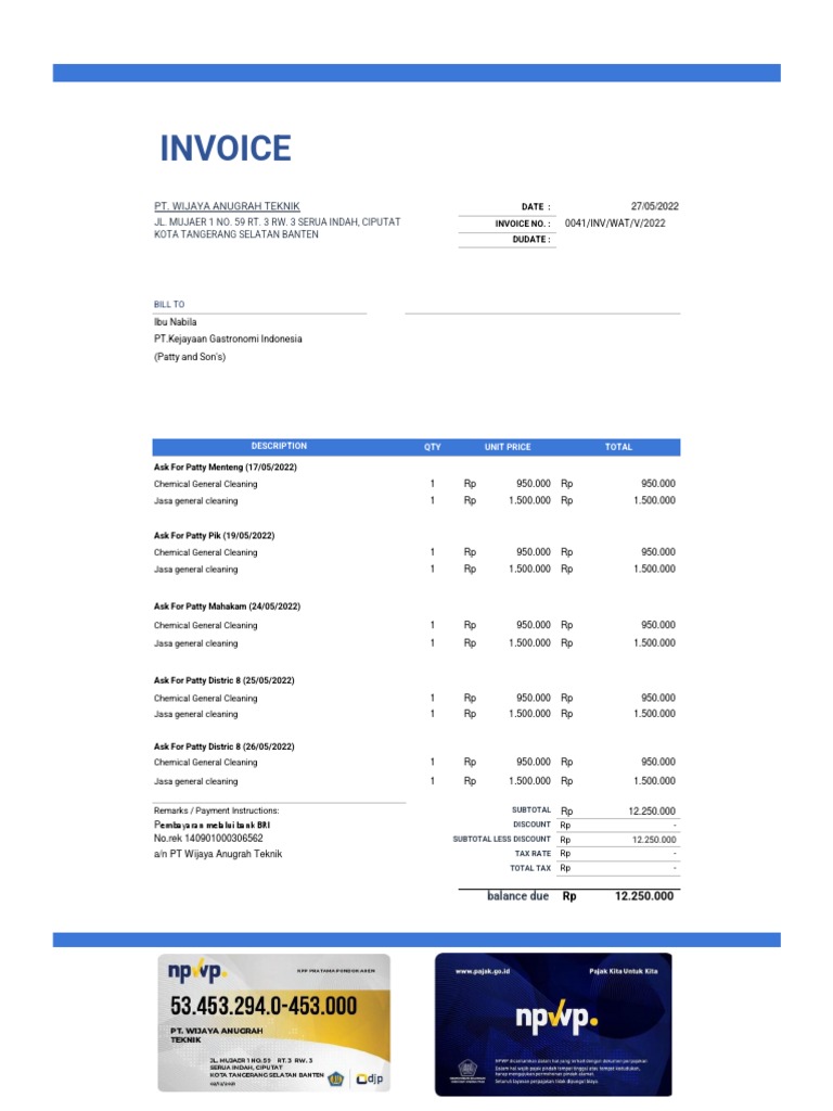 Invoice Patty and Son's (0041) | PDF