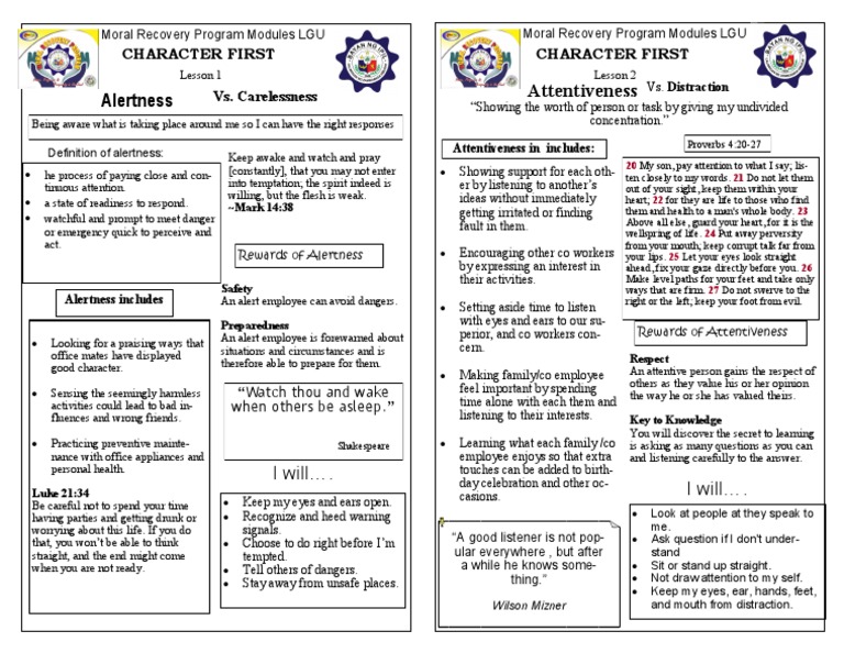 Moral Recovery: Alertness & Attentiveness | PDF