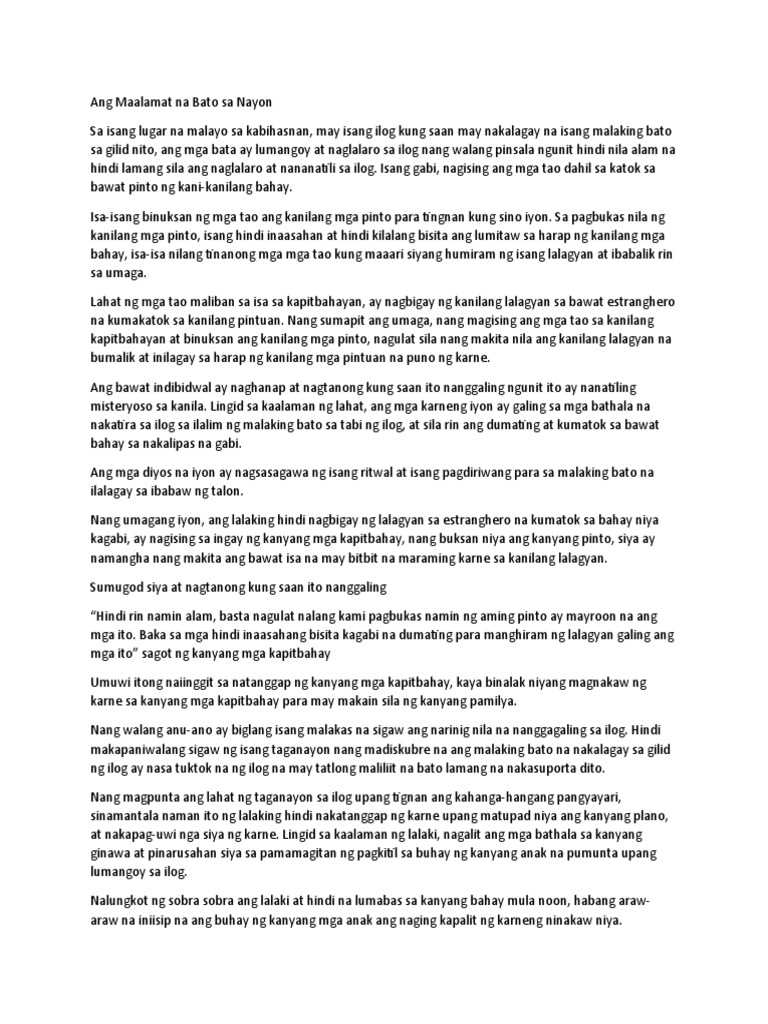 Ang Maalamat Na Bato Sa Nayon | PDF