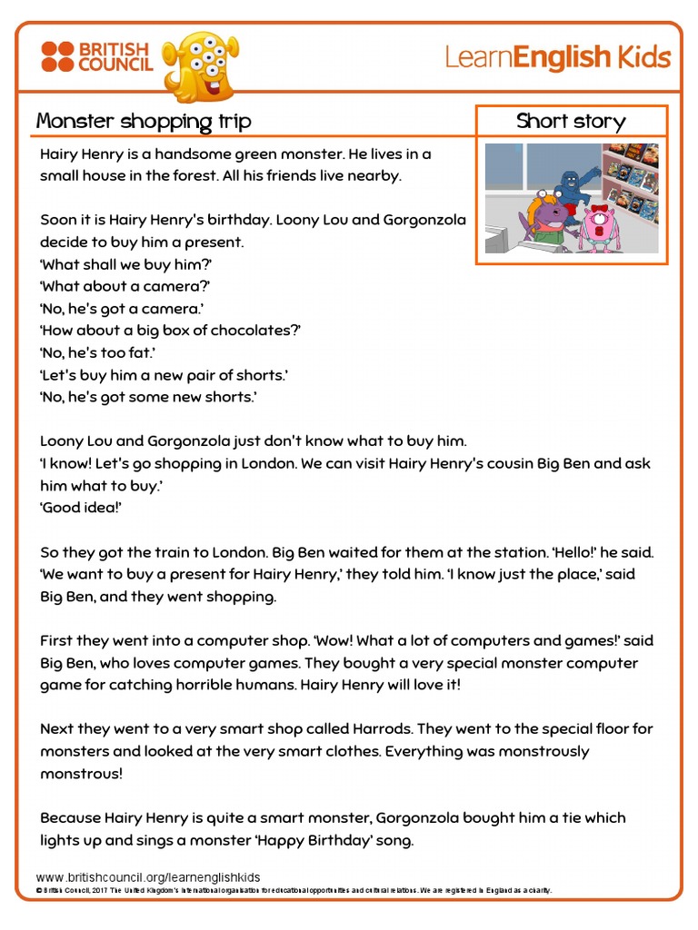 Monster Shopping Adventure Story | PDF