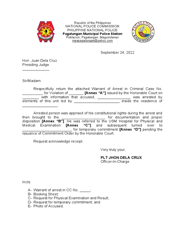 Warrant of Arrest Documentation Process | PDF