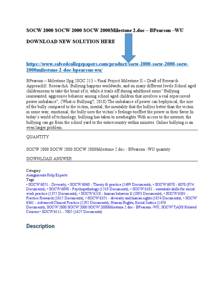 SOCW 2000 SOCW 2000 SOCW 2000milestone 2.doc - BPearson | PDF ...