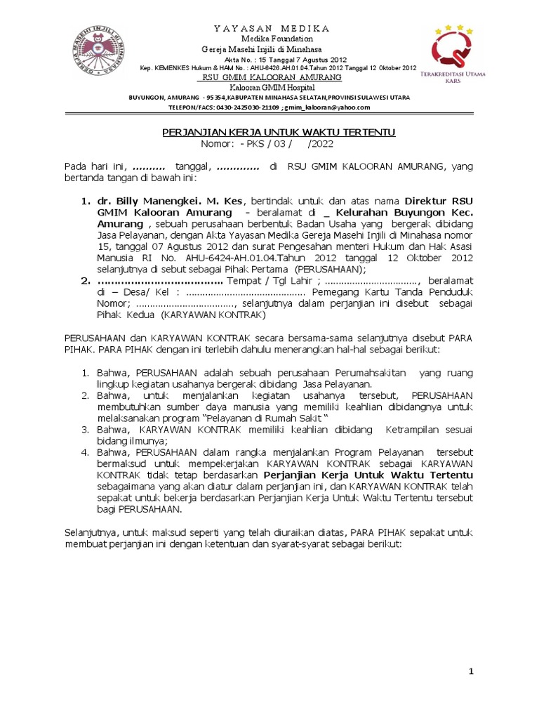 PKWT Contoh Pegawai | PDF