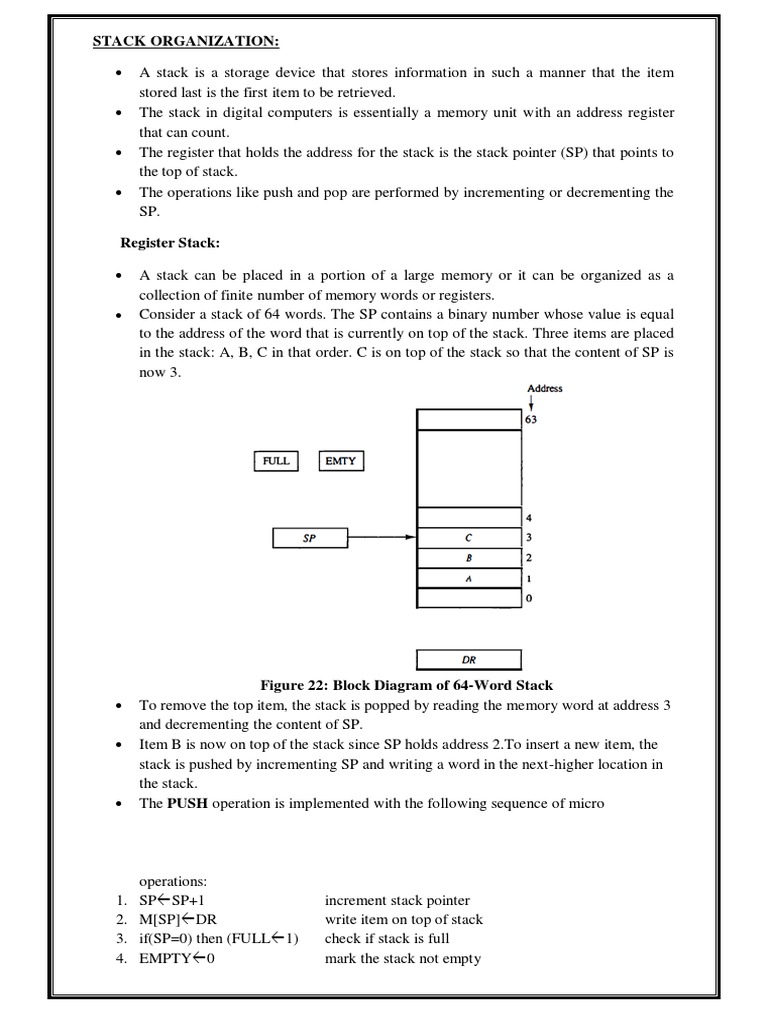 Stack Organization | PDF | Subroutine | Computer Architecture Stack Organization | PDF | Subroutine | Computer Architecture