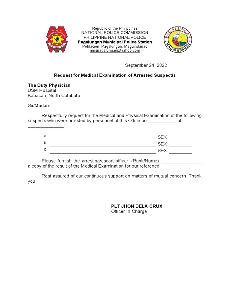 Request For Medical Examination | PDF