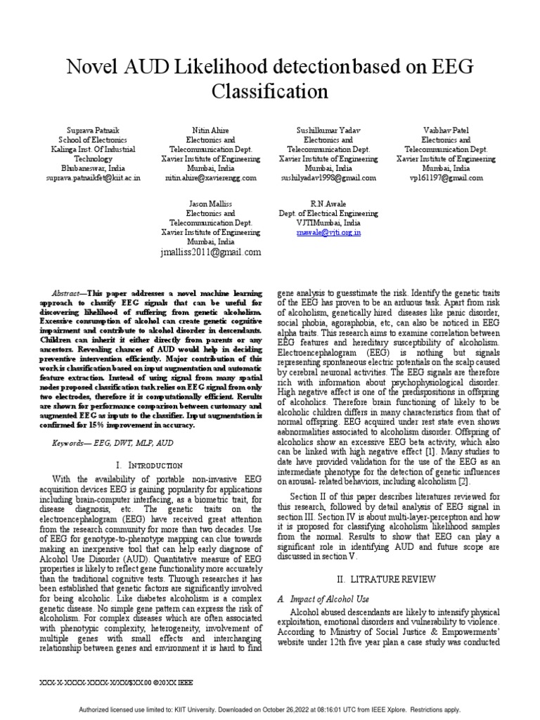 Novel AUD Likelihood Detection Based On EEG Classification | PDF ...