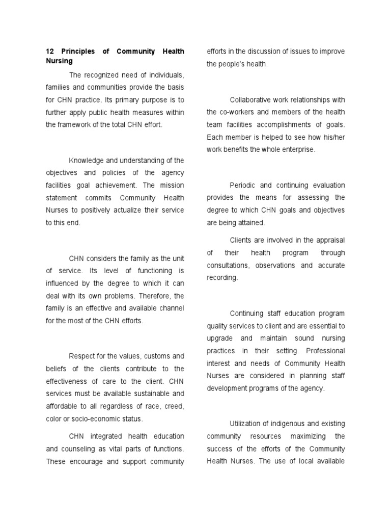 2-12 Principles of Community Health Nursing | PDF | Nursing | Health Care