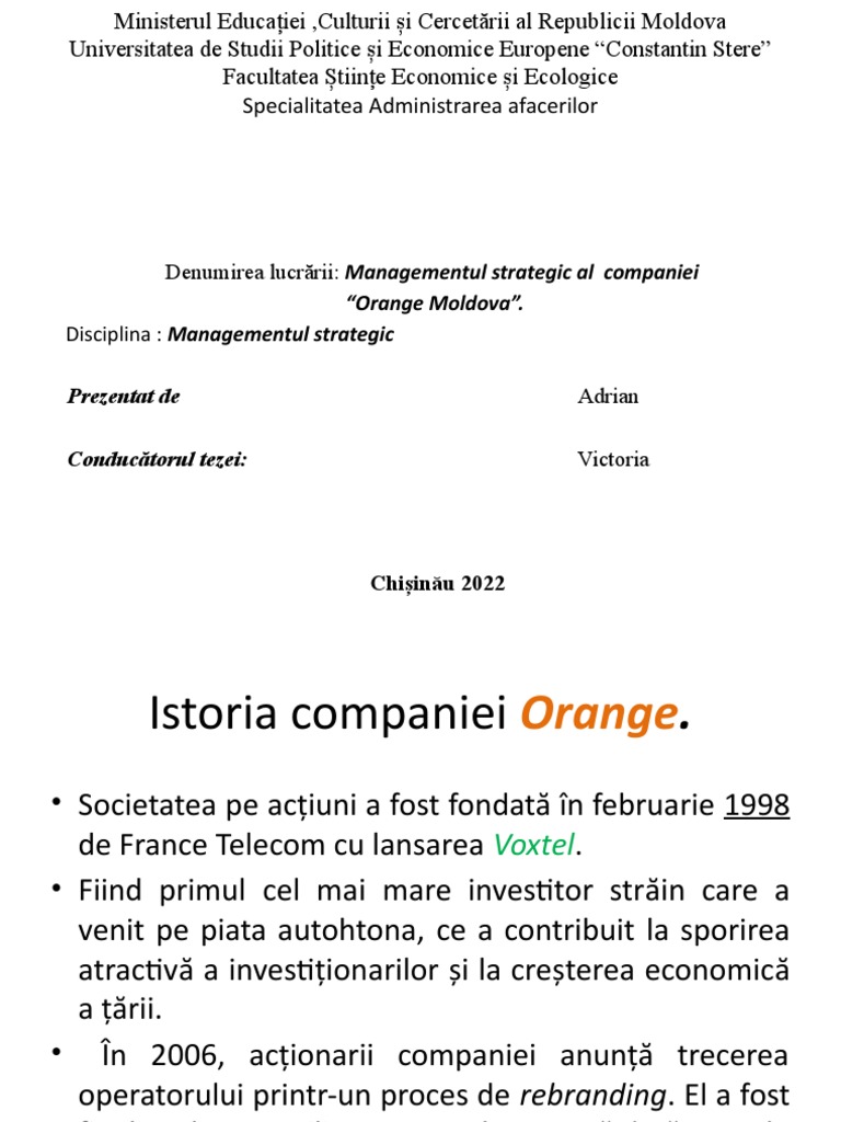 Managementul Strategic Orange | PDF