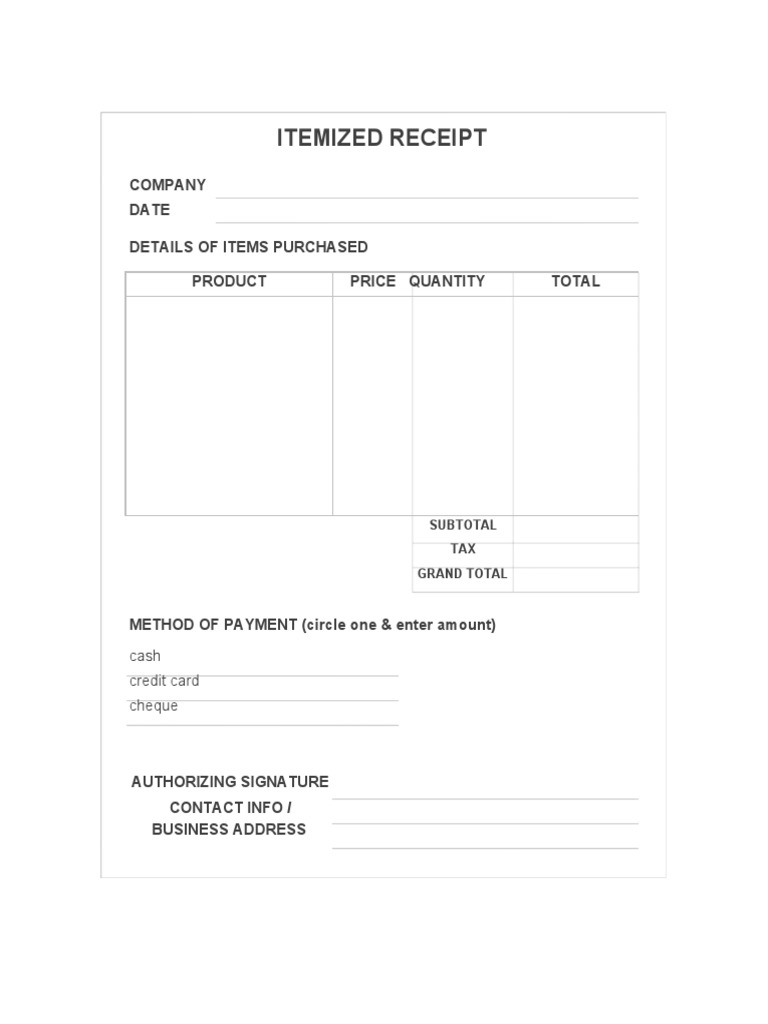 Itemized Receipt Template for Amazon | PDF