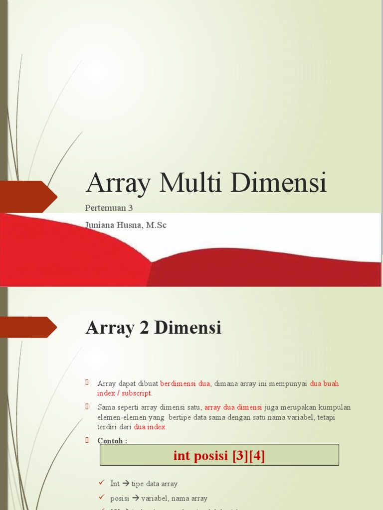 Pertemuan 3 Konsep Array Multi Dimensi | PDF