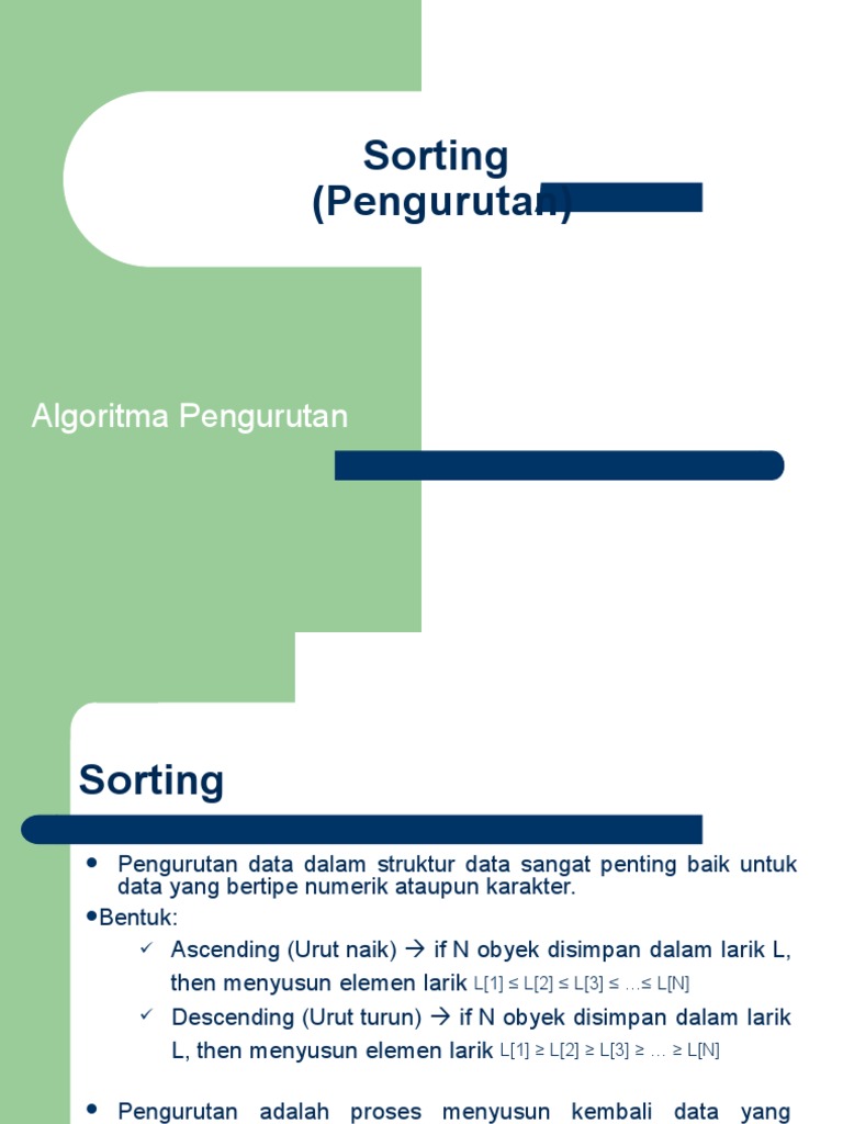 Pertemuan 5 Sorting (Metode Pengurutan) | PDF