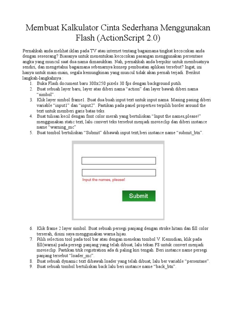 Membuat Kalkulator Cinta Menggunakan Flash (ActionScript 2.0) | PDF
