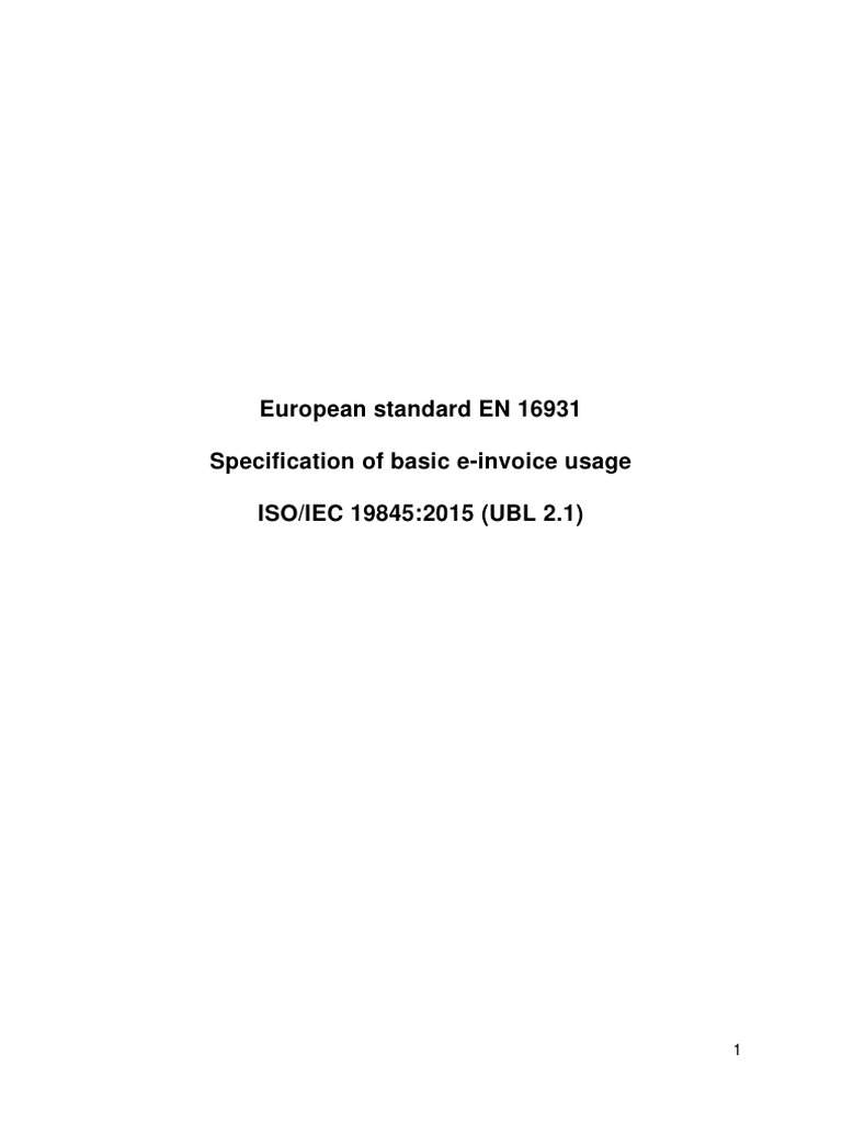 European Standard EN 16931 - UBL 2.1 | PDF | Invoice | Value Added Tax
