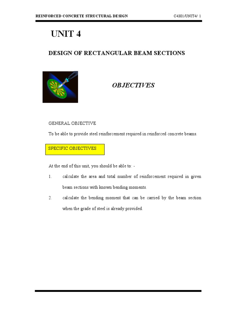 Unit 4 (DESIGN OF RECTANGULAR BEAM SECTIONS) | PDF | Bending | Beam ...