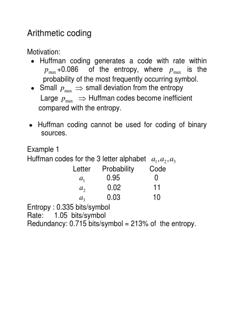 Notes 7 2013 - Arithmetic Coding | PDF | Code | Interval (Mathematics)