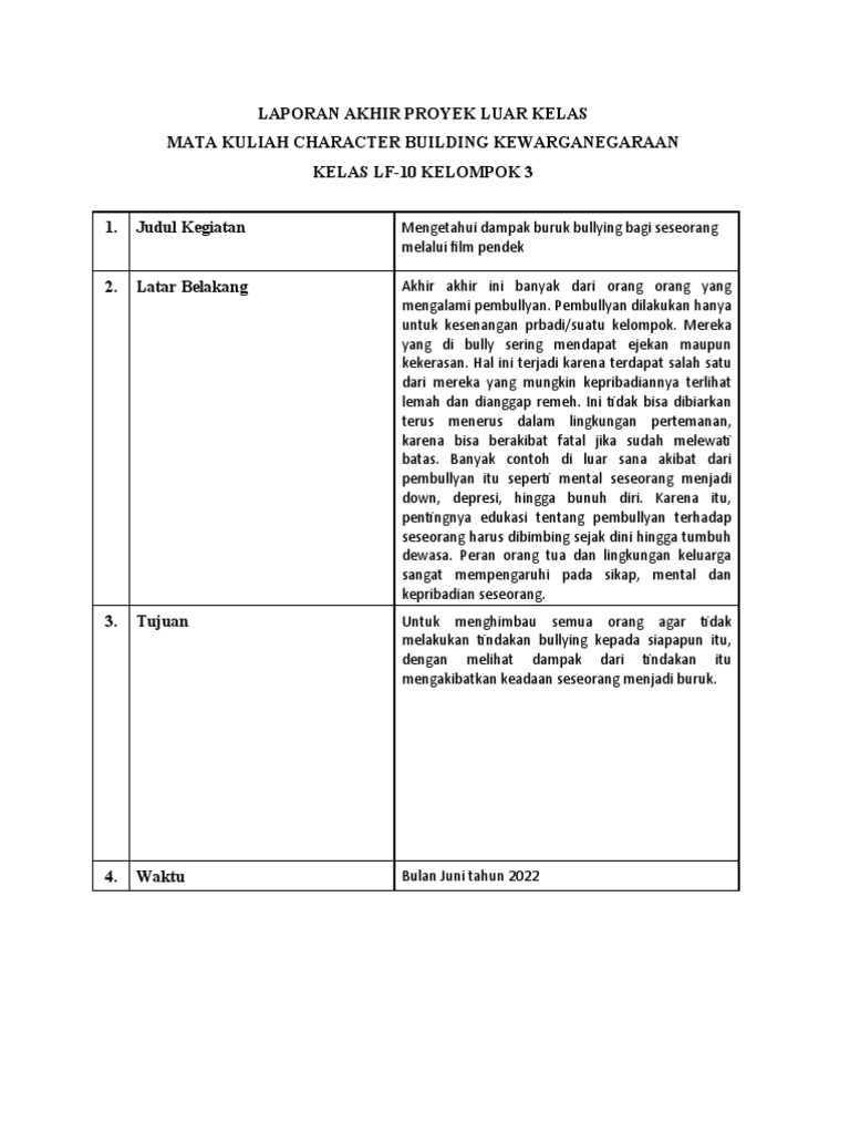Laporan Akhir Proyek Luar Kelas Kel.3 LF-10 | PDF