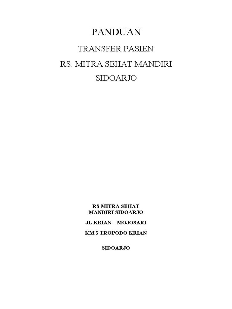 Panduan Transfer Pasien 2022 | PDF